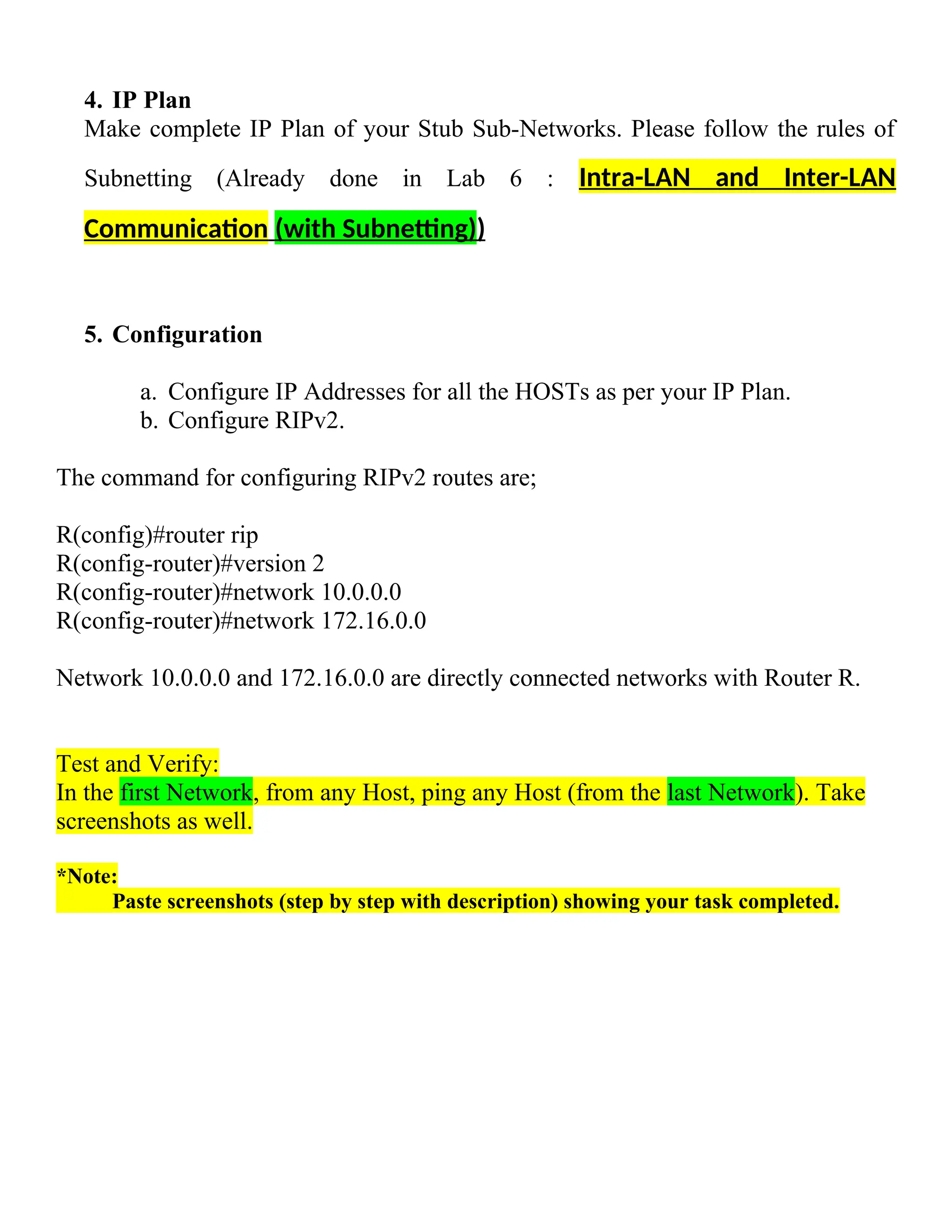 Lab Task # 12 lab tasks for the dtudents on computer networks | DOCX