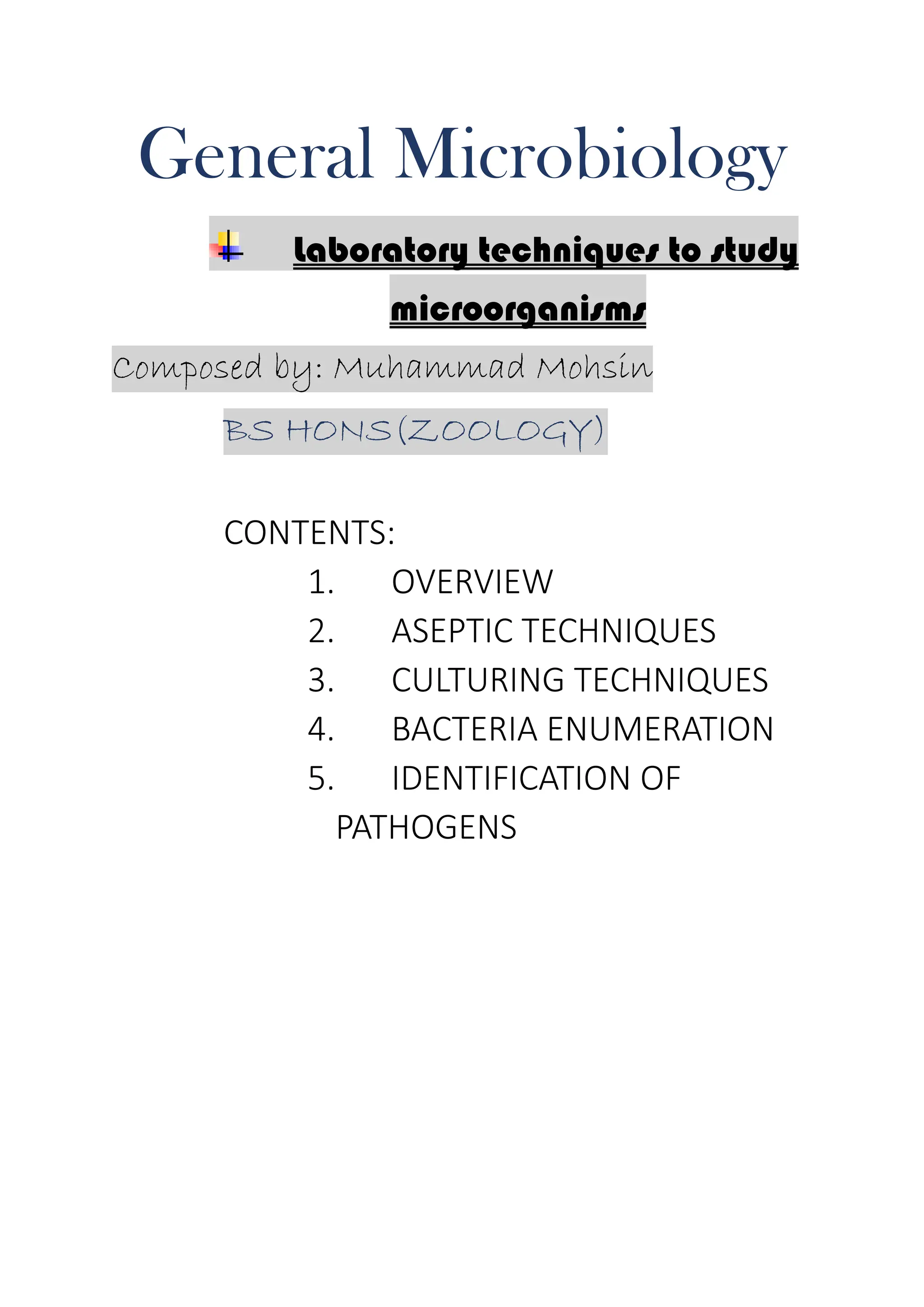 lab techniques in microbiology to study the microbes | PDF