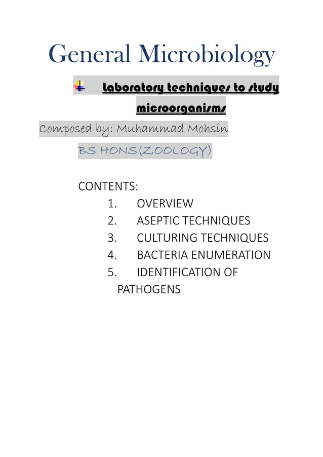 lab techniques in microbiology to study the microbes | PDF
