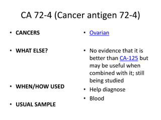 Interpretation of lab tests - CRP, TUMOR MARKERS, SERUM FERRITIN | PPT