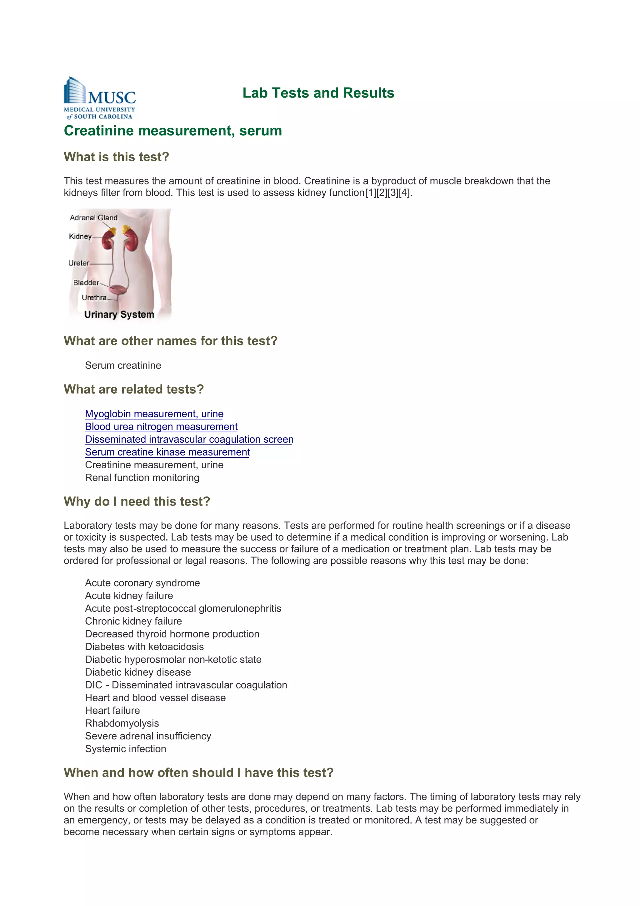 Labtest creatine text serun creatine | PDF