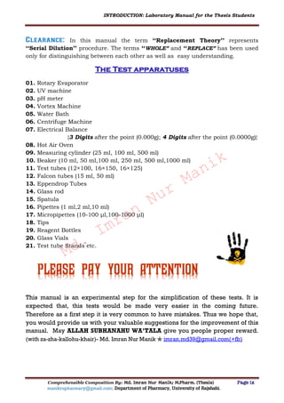 Lab thesis for Pharmacy | PDF
