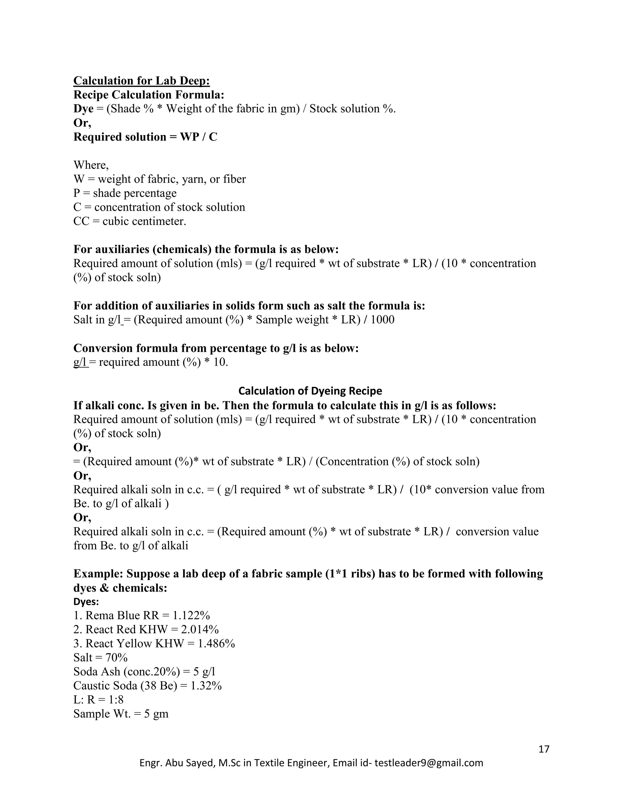 LABORATORY CALCULATIONS & PROCEDRES | PDF