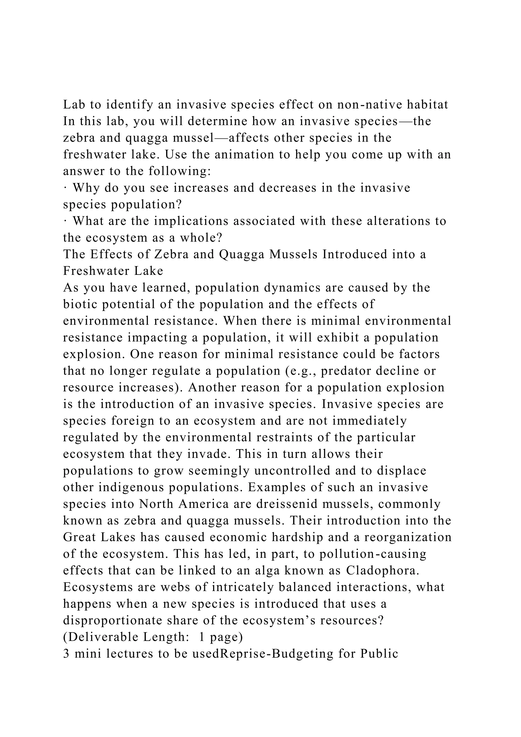 Lab to identify an invasive species effect on non-native habitat.docx