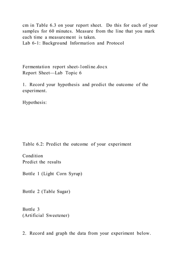 Lab topic 6 alcoholic fermentationwritten by nickie cauthen | DOCX