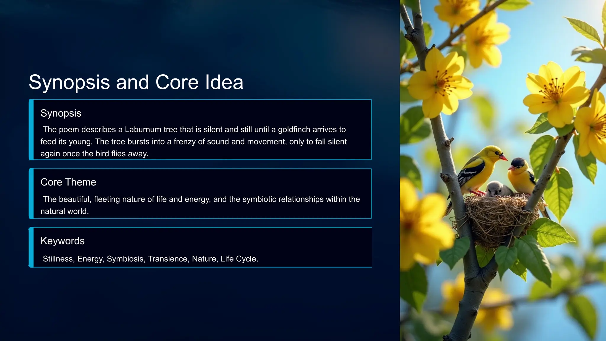 Laburnum Top, grade 11 students, facilitator, poem summary | PPTX