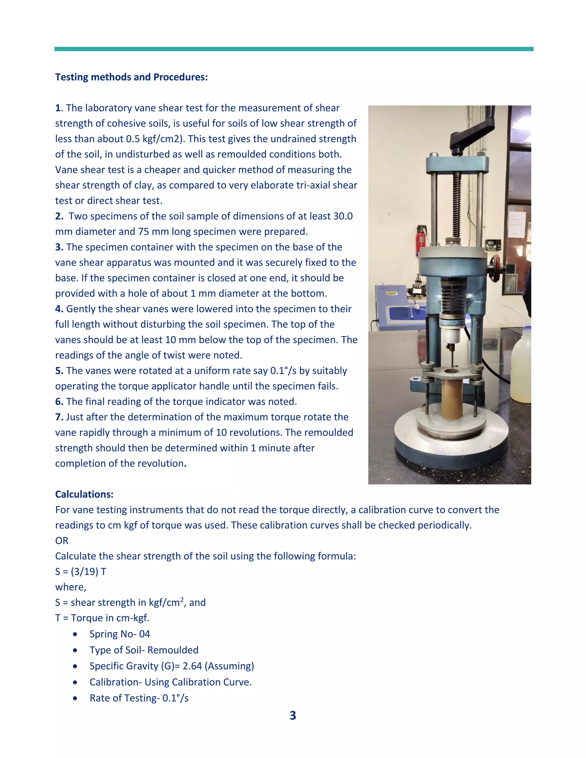 Laboratory Vane Shear Test | PDF