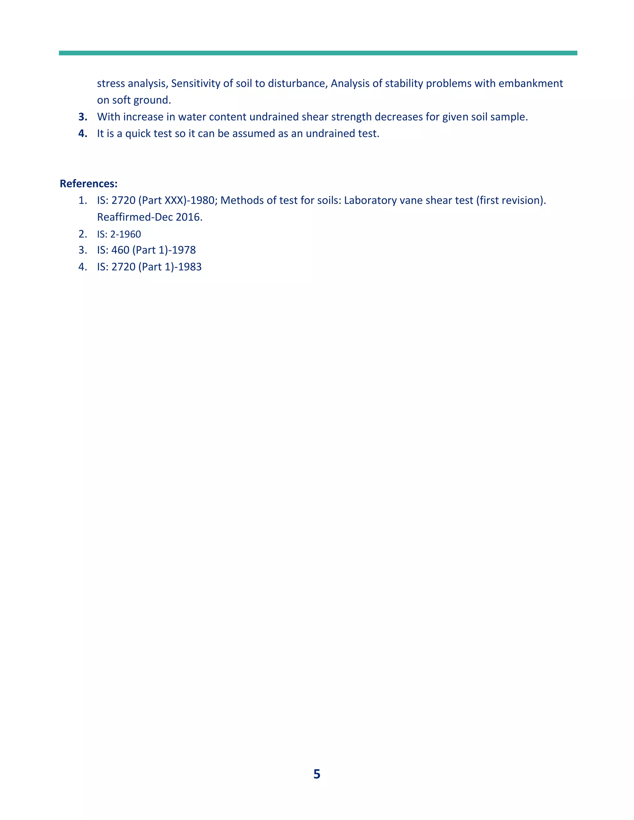 Laboratory Vane Shear Test | PDF