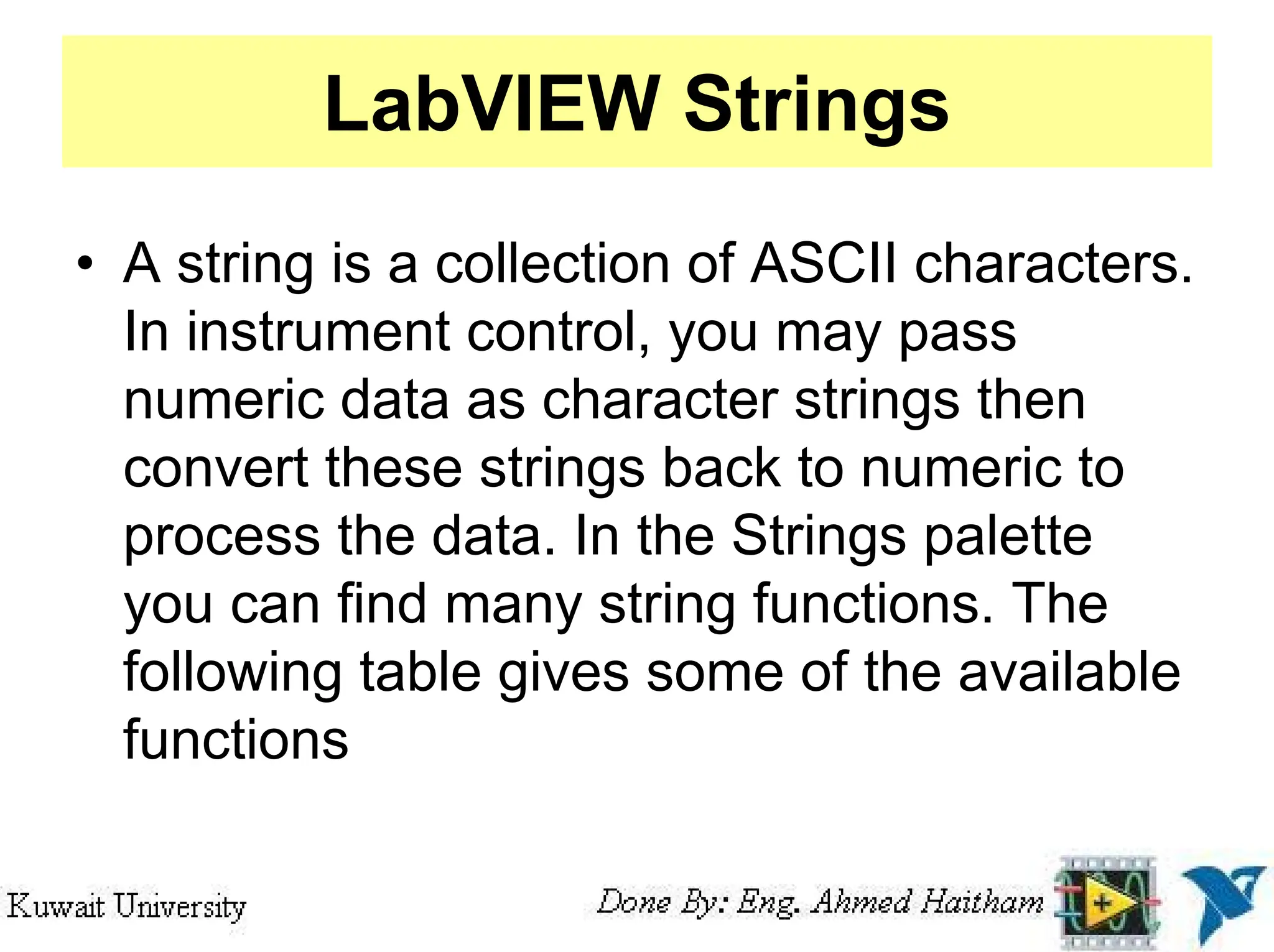 Labviewstrings Eexample Definitions And Test For Using String Variables