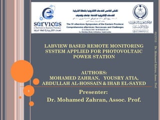 Lab view based remote monitoring system applied for photovoltaic | PPT