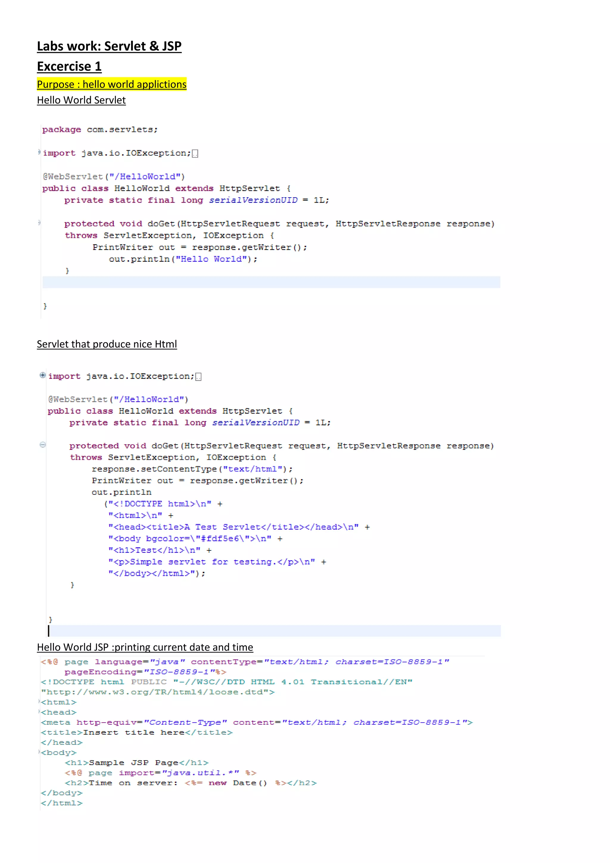 Lab work servlets and jsp | PDF
