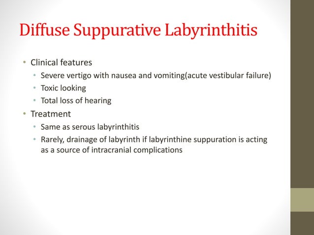 Labyrinthitis and its management | PPTX | Ear, Nose and Throat ...