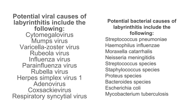 Labyrinthitis.pptx | Ear, Nose and Throat Conditions | Diseases and ...