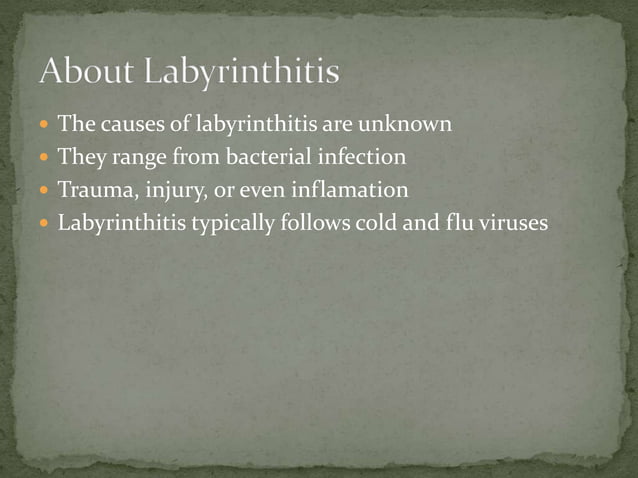 Labyrinthitis the inner ear infection | PPT