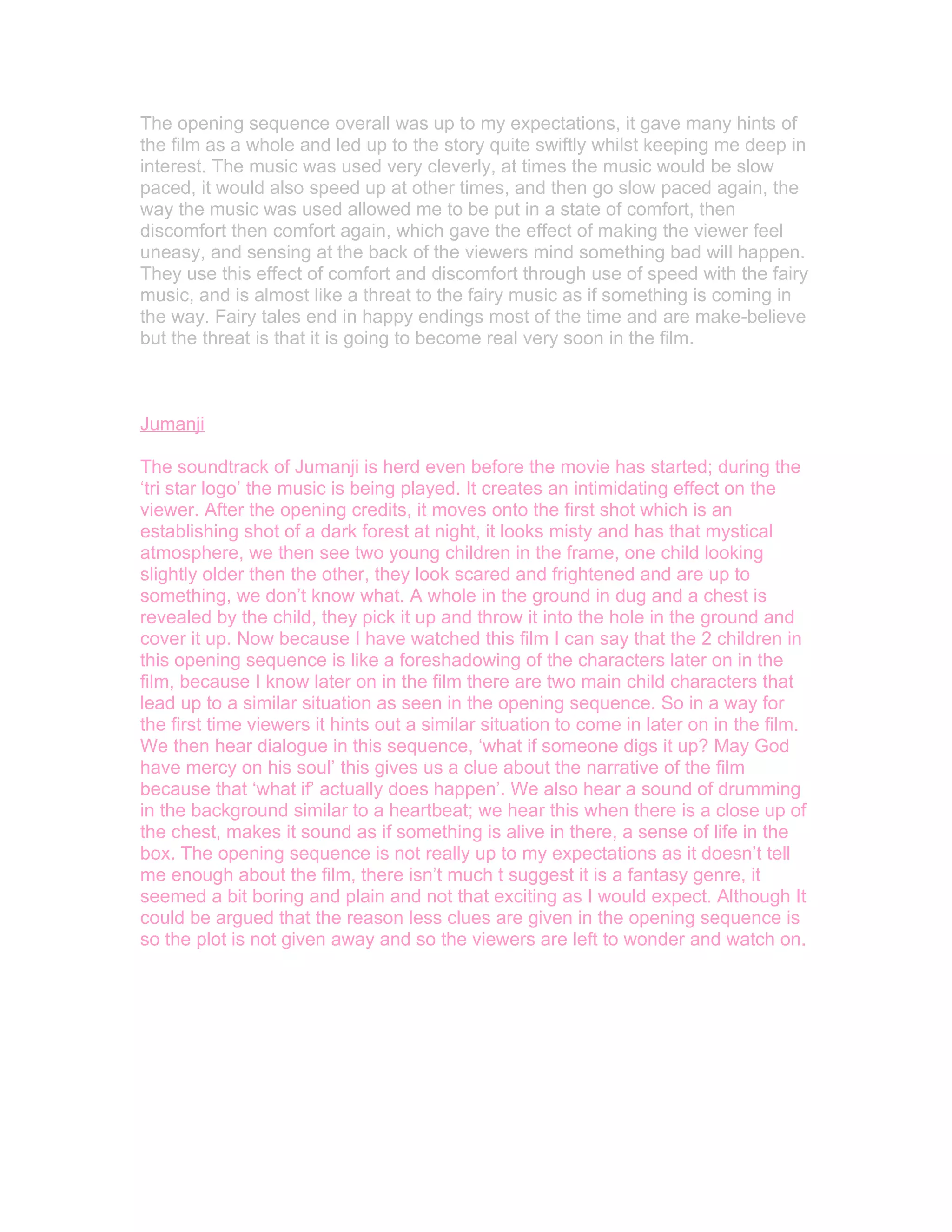 Opening Sequences Of 3 Fantasy Genre Films | PDF