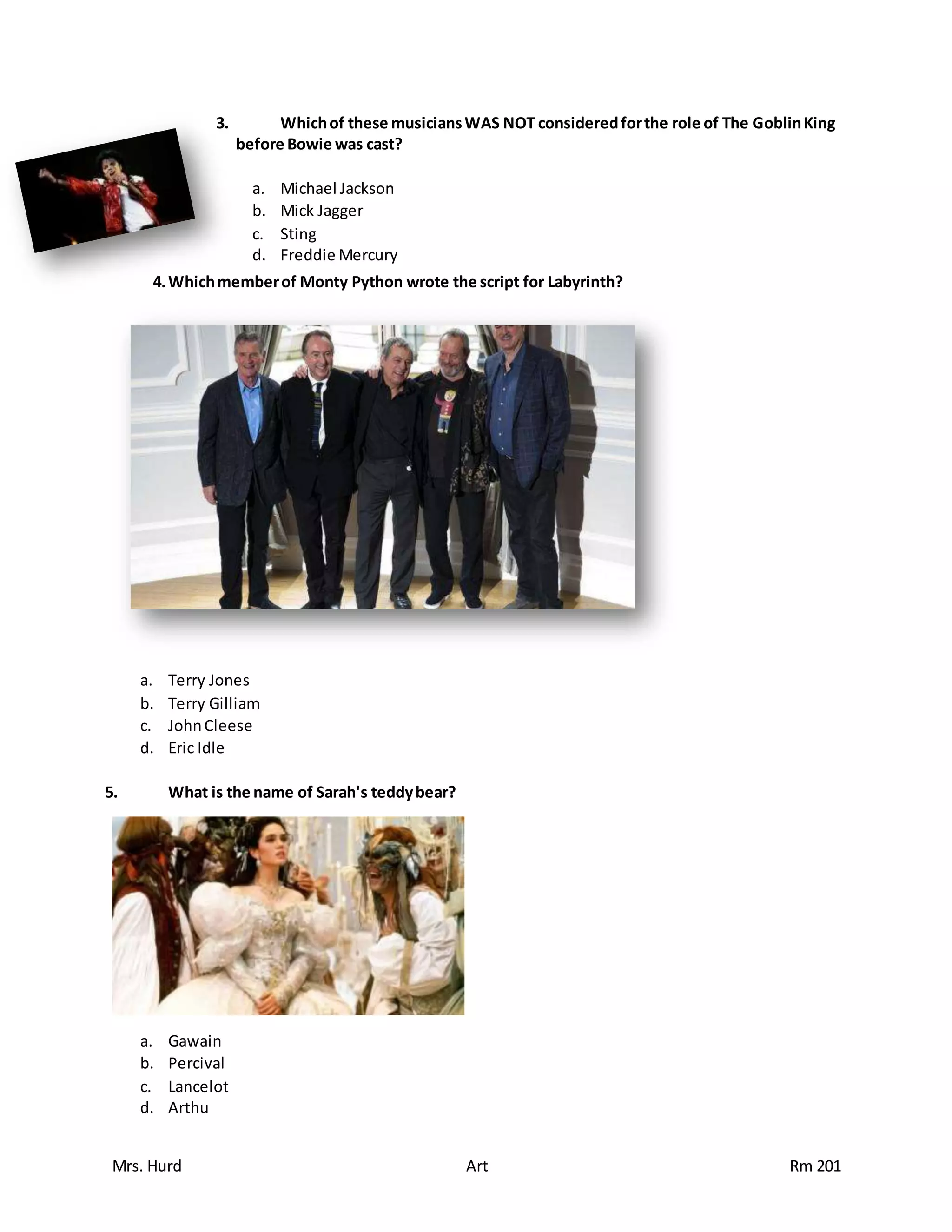 Labyrinth movie notes handout | DOCX