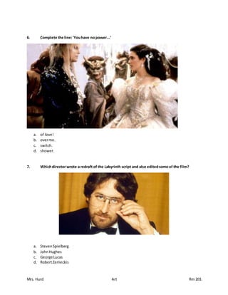 Labyrinth movie notes handout | DOCX