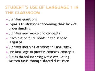 Lac- first language and second language in classroom | PPTX