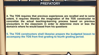 TABLE OF SPECIFICATION- DEPED | PPTX