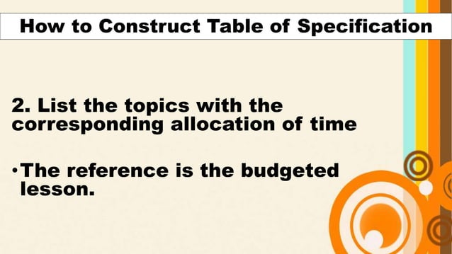 TABLE OF SPECIFICATION- DEPED | PPTX