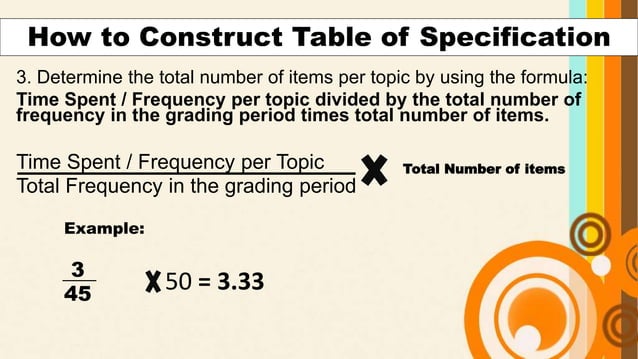TABLE OF SPECIFICATION- DEPED