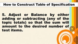 TABLE OF SPECIFICATION- DEPED | PPT