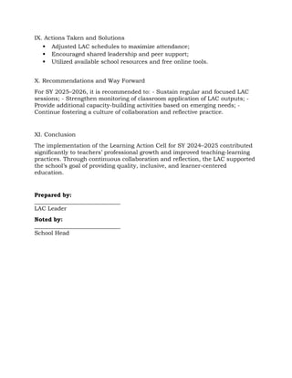 Comprehensive Learning Action Cell (LAC) Accomplishment Report for SY ...