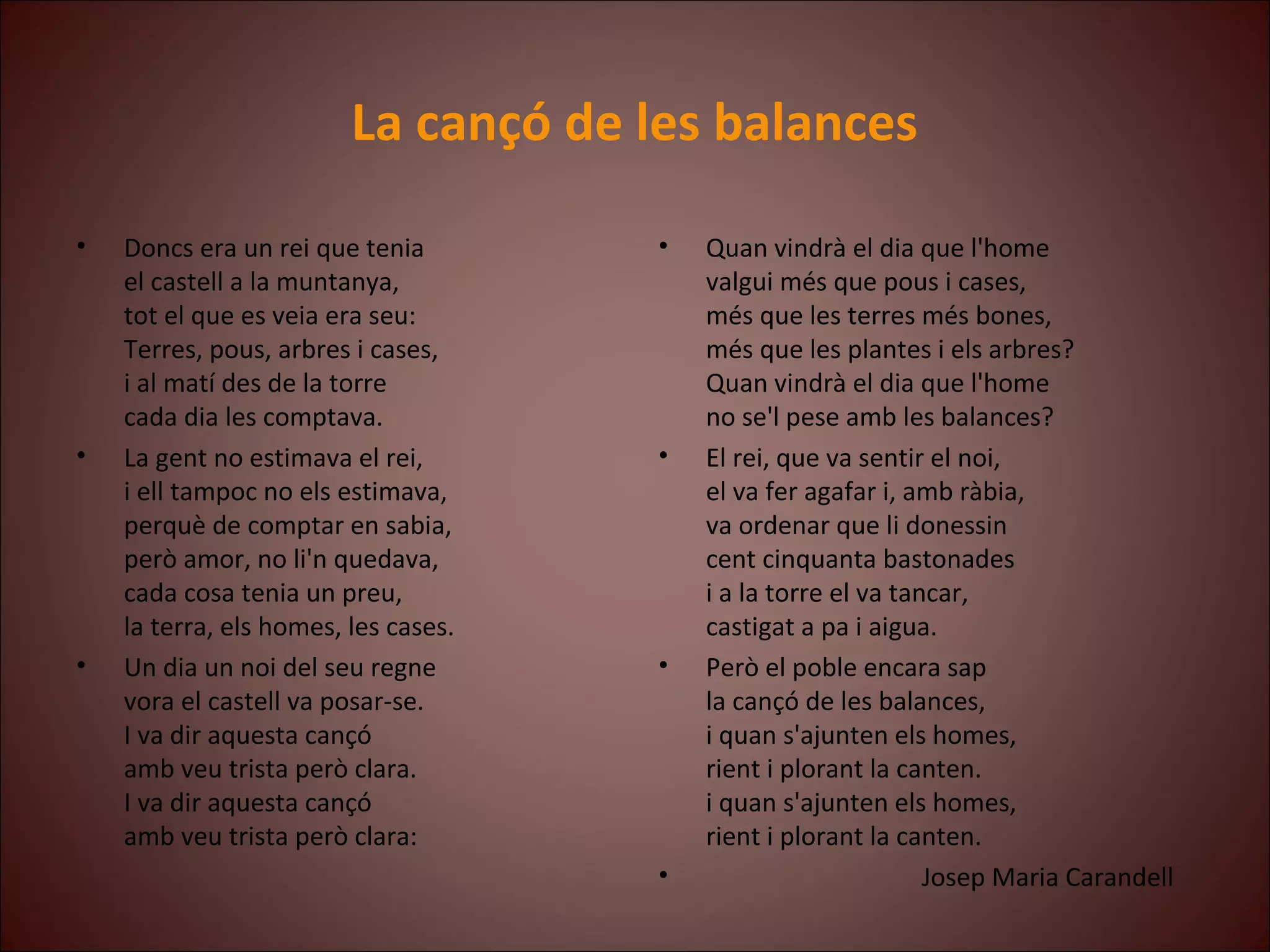 La cançó de les balances. Fem visualitzacions | PPT