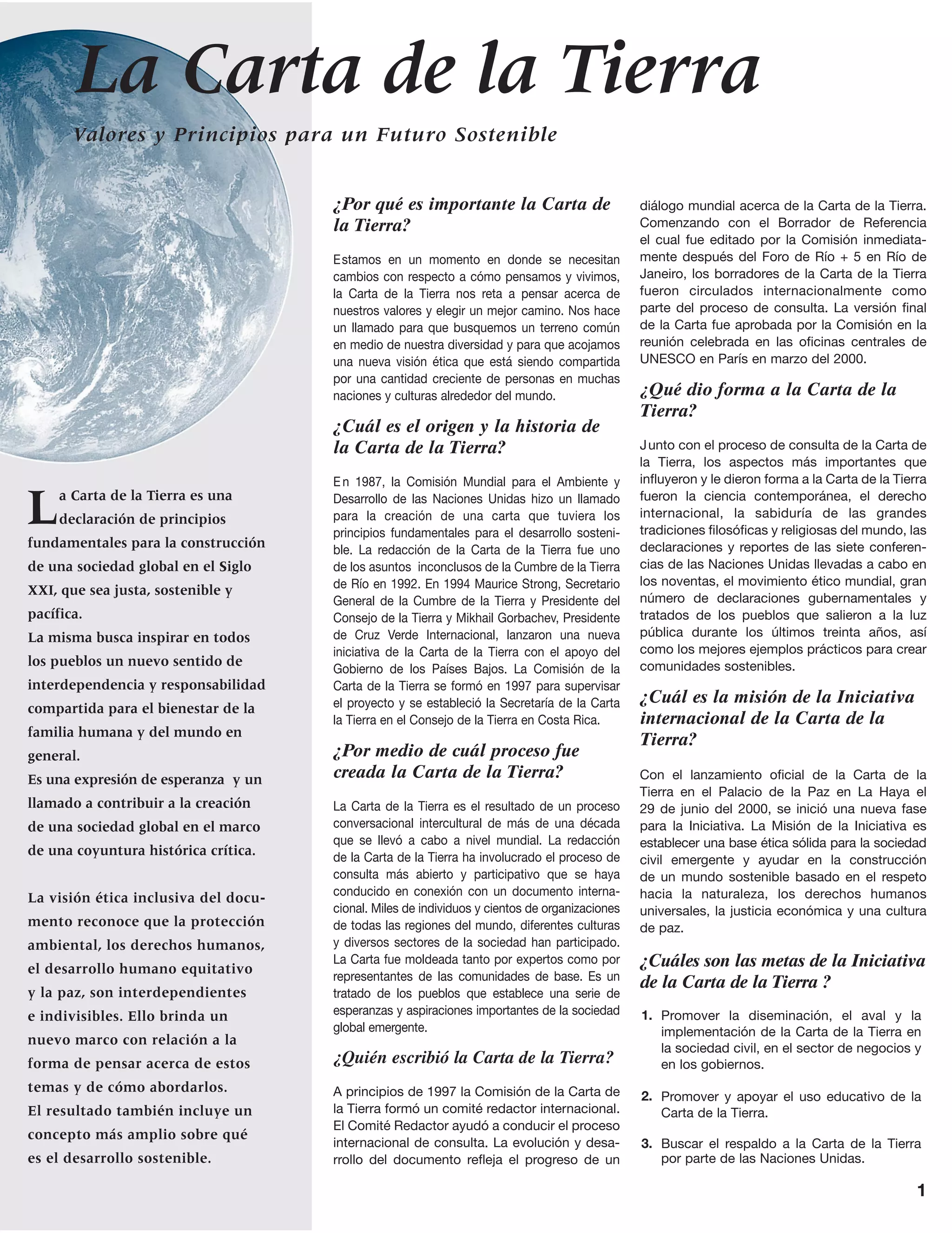 La carta de la tierra | PDF