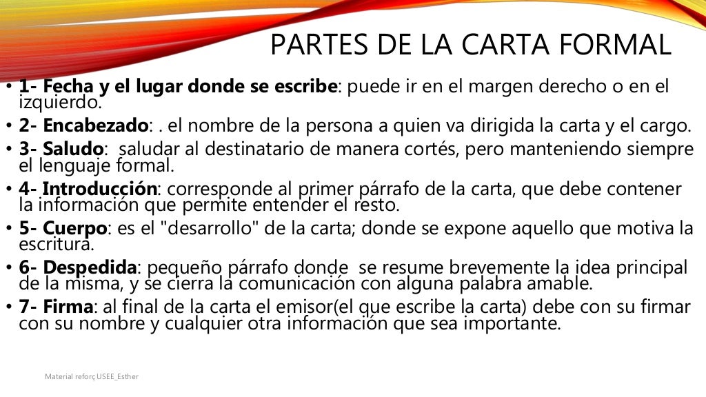 La carta formal y la carta informal _material adaptado