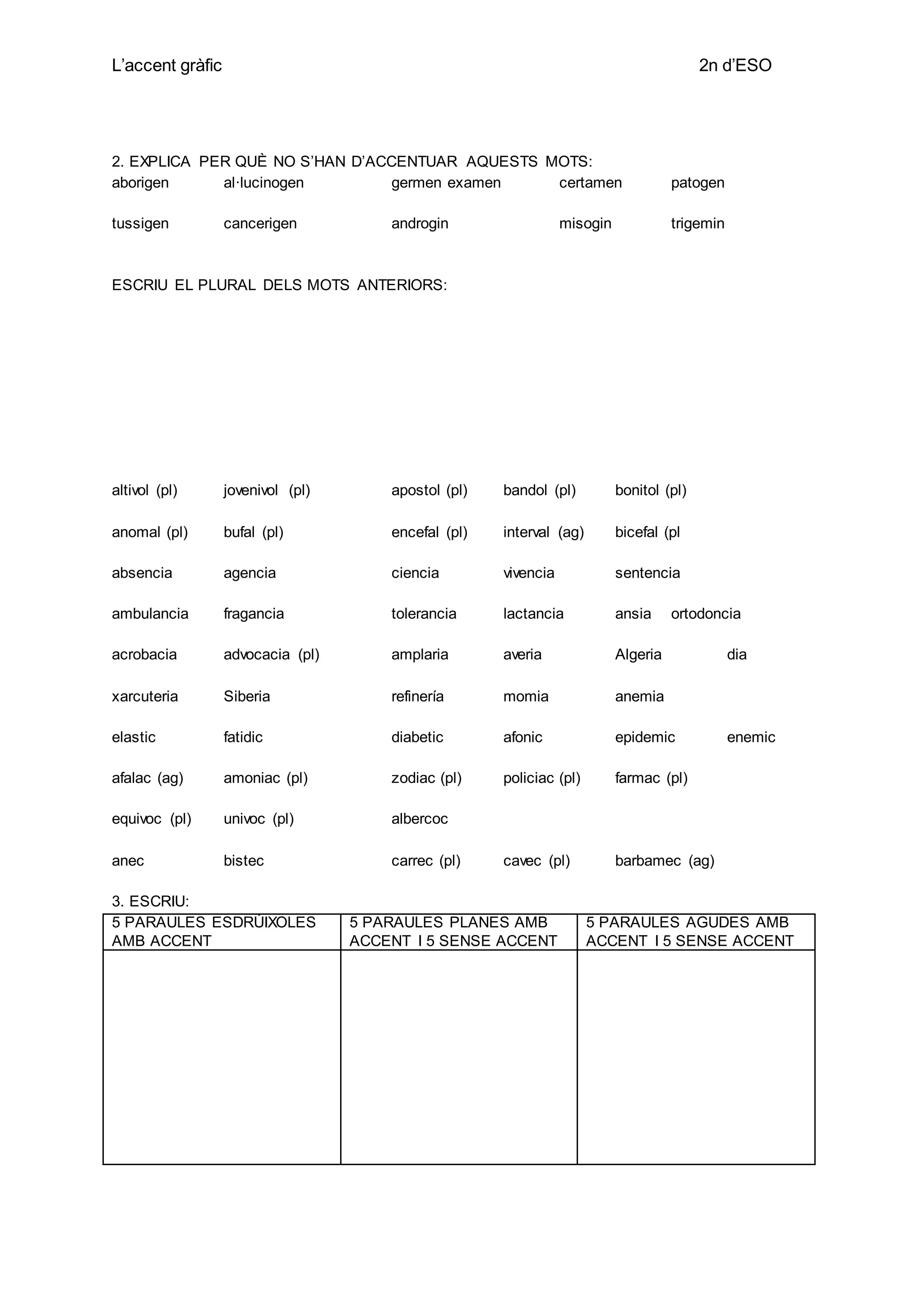 Exercicis d'accentuació gràfica | DOCX