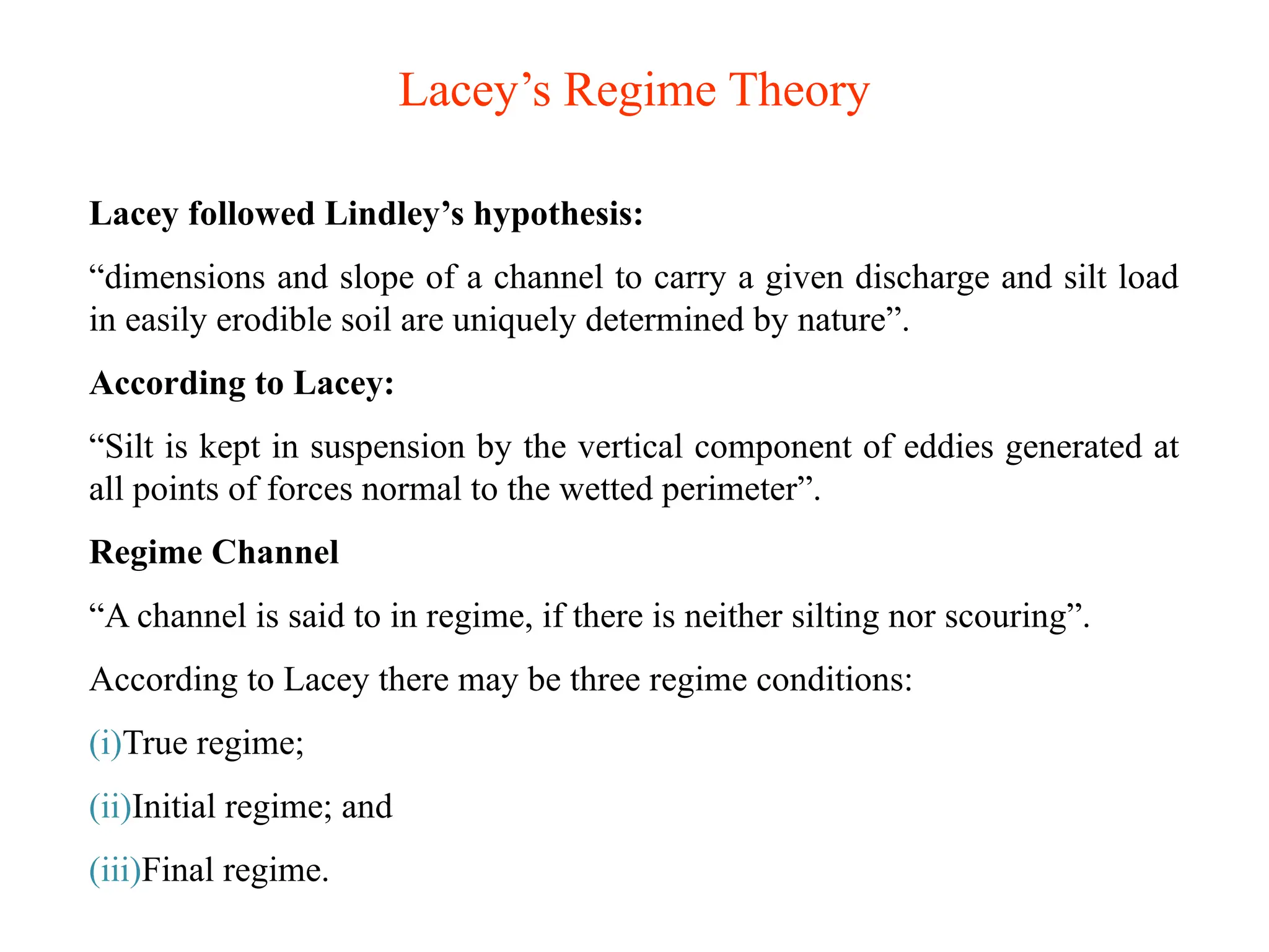 The Lacey's Theory of Canal System Design | PPTX