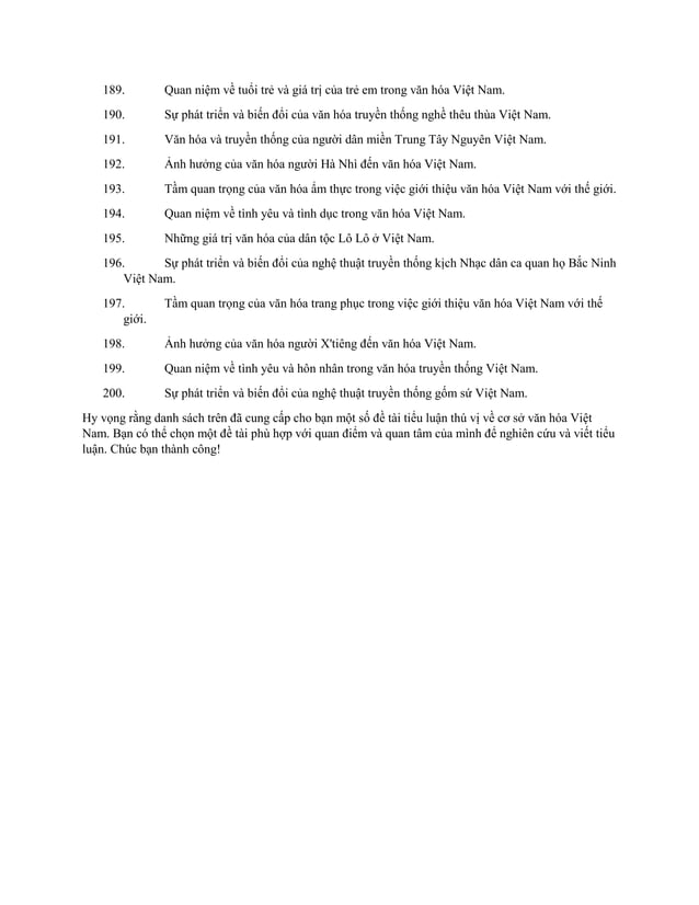 Lựa Chọn 199 Đề Tài Tiểu Luận Môn Cơ Sở Văn Hóa Việt Nam Mới Nhất | DOCX