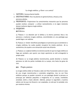 LA CIRUGÍA ESTÉTICA A FAVOR O EN CONTRA | DOCX