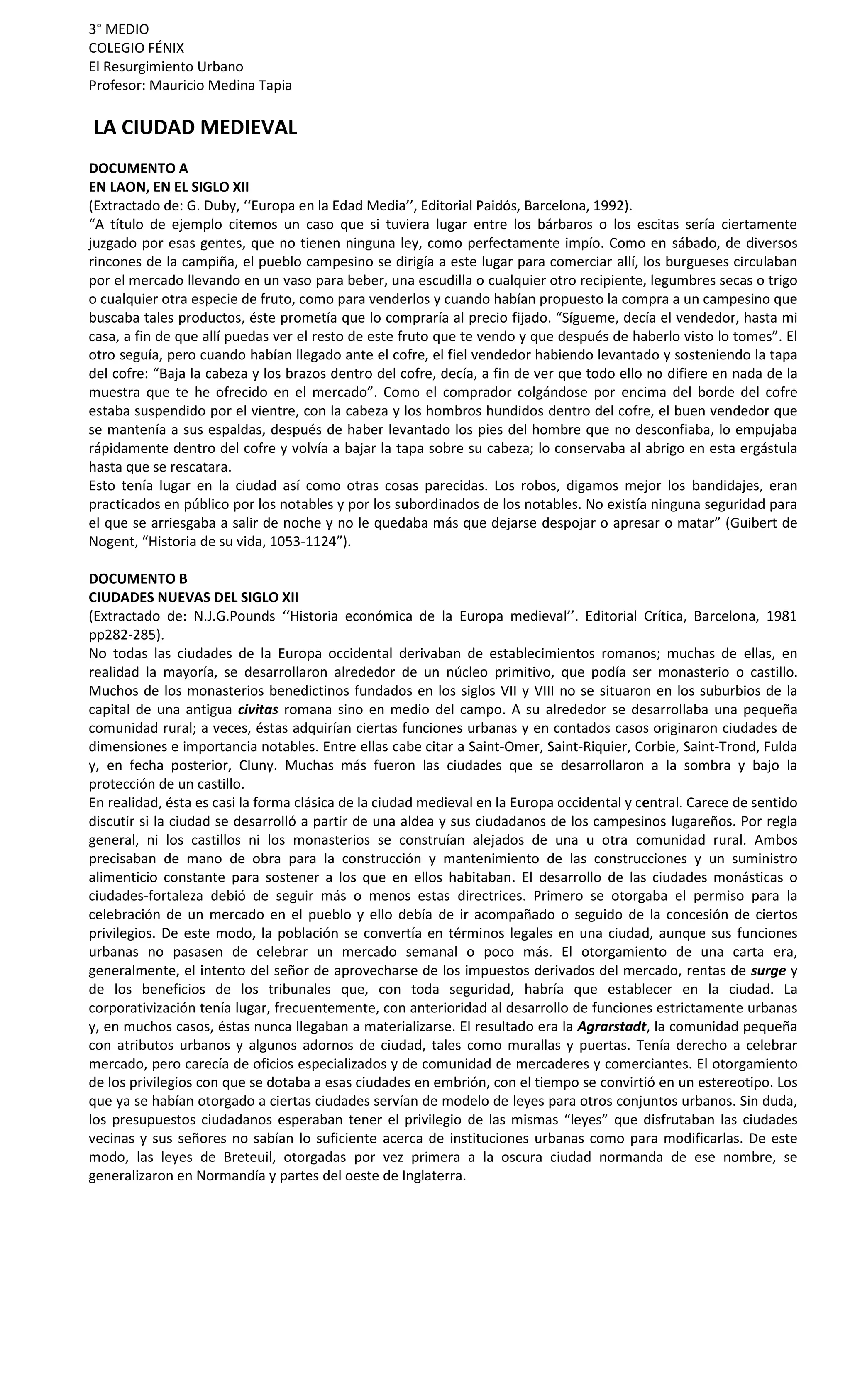 La ciudad medieval | PDF