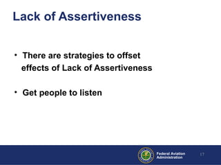 Airworthiness: Human Factors and the Lack of assertiveness | PPT