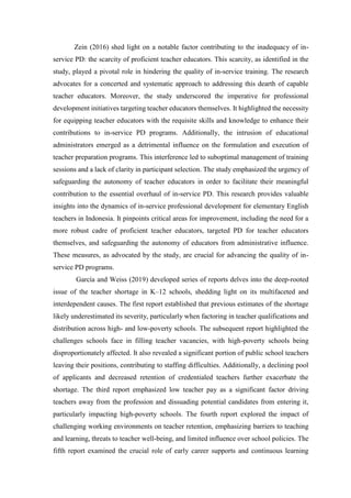 LACK OF PROFESSIONAL DEVELOPMENT AND QUALITY OF TEACHER | PDF