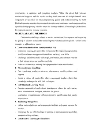 LACK OF PROFESSIONAL DEVELOPMENT AND QUALITY OF TEACHER | PDF