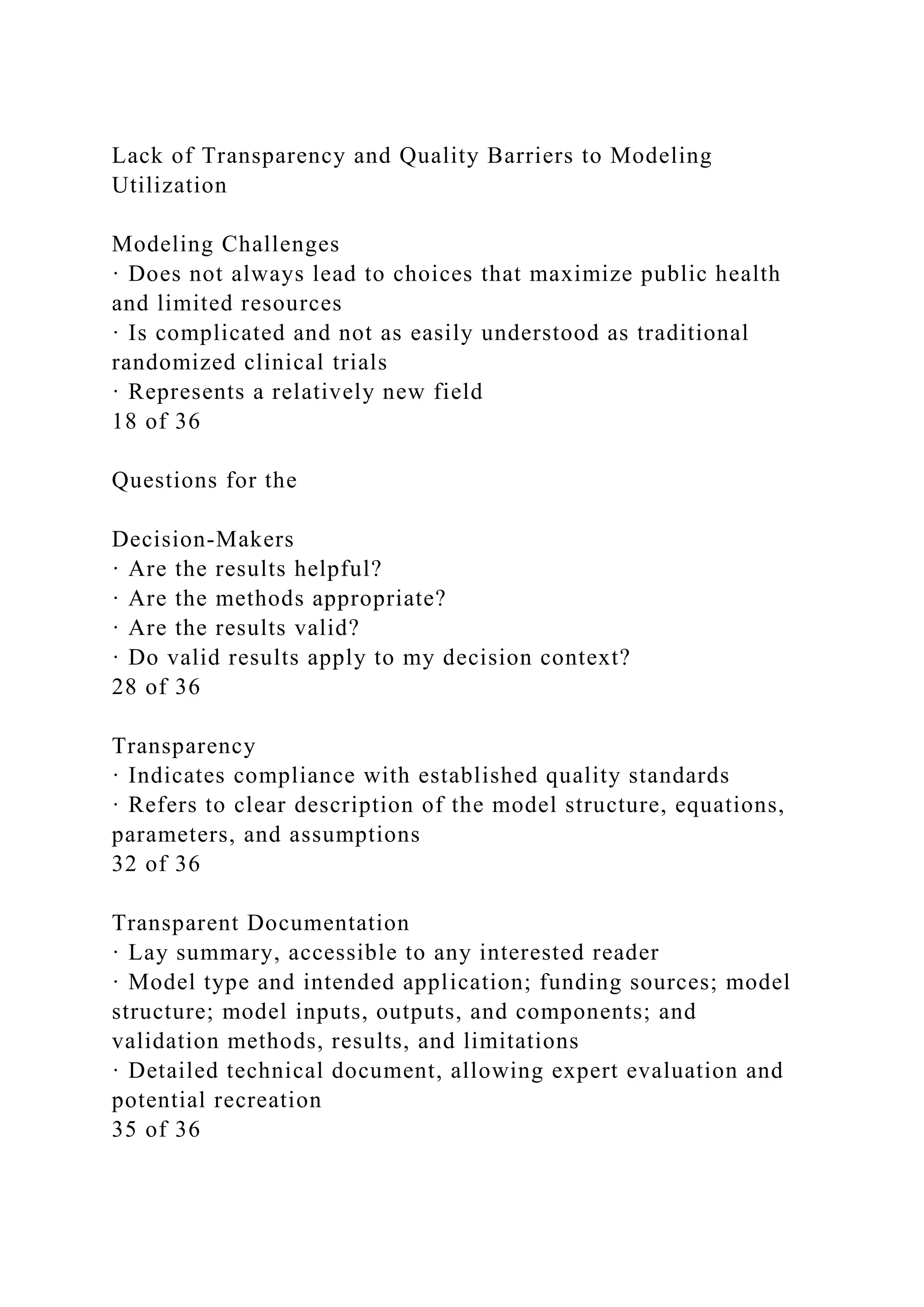 Lack of Transparency and Quality Barriers to Modeling Utilization.docx