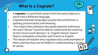 La cognición tema 1 ( cognate and false cognate words) | PPTX
