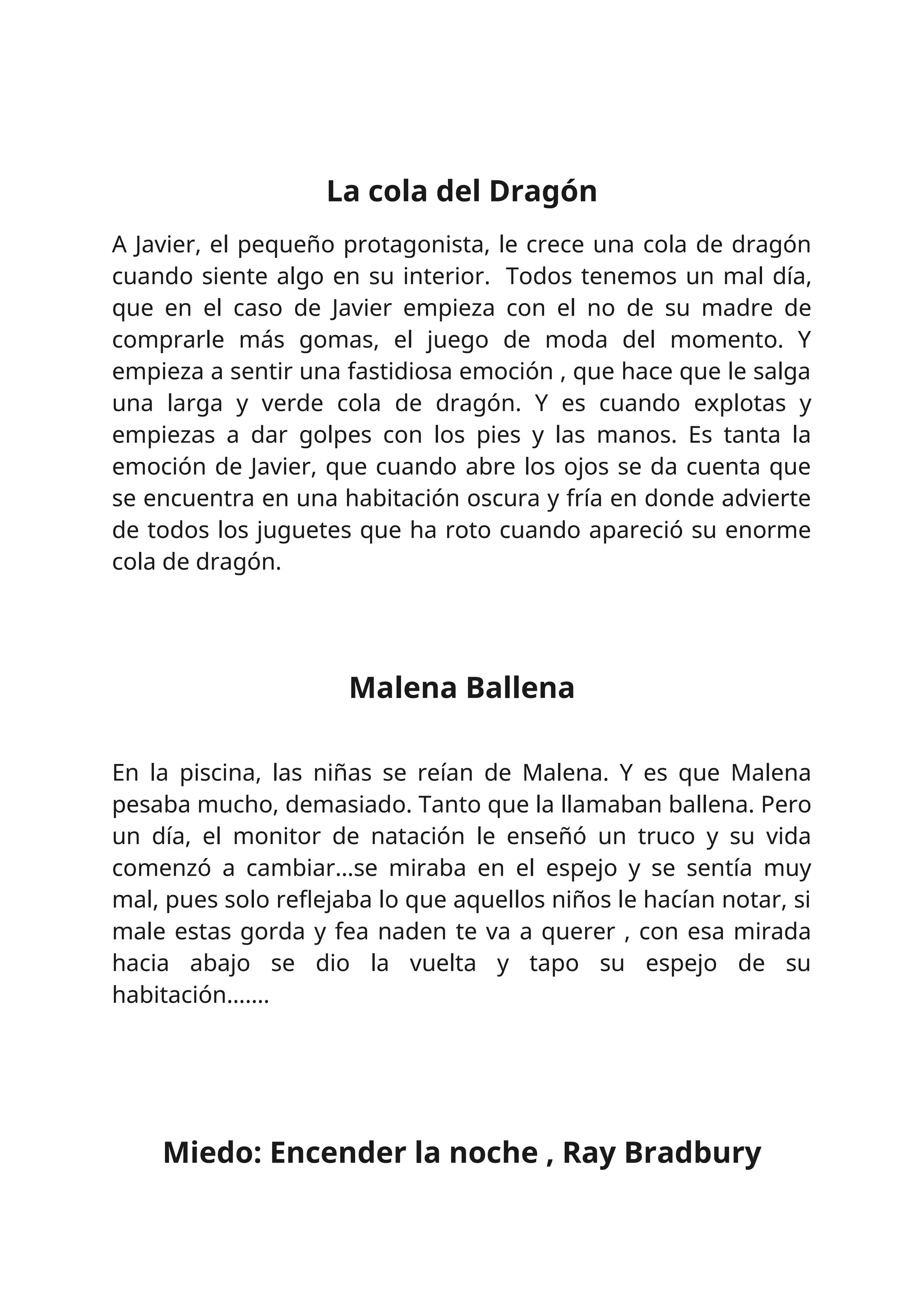 La cola del Dragón cuento corto para niños | DOCX