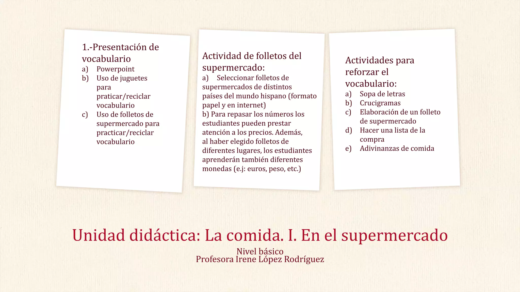 La comida didactic unit | PPT