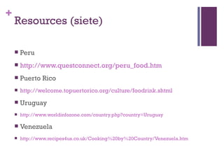 La comida web quest | PPT | World Cuisines | Food & Drink