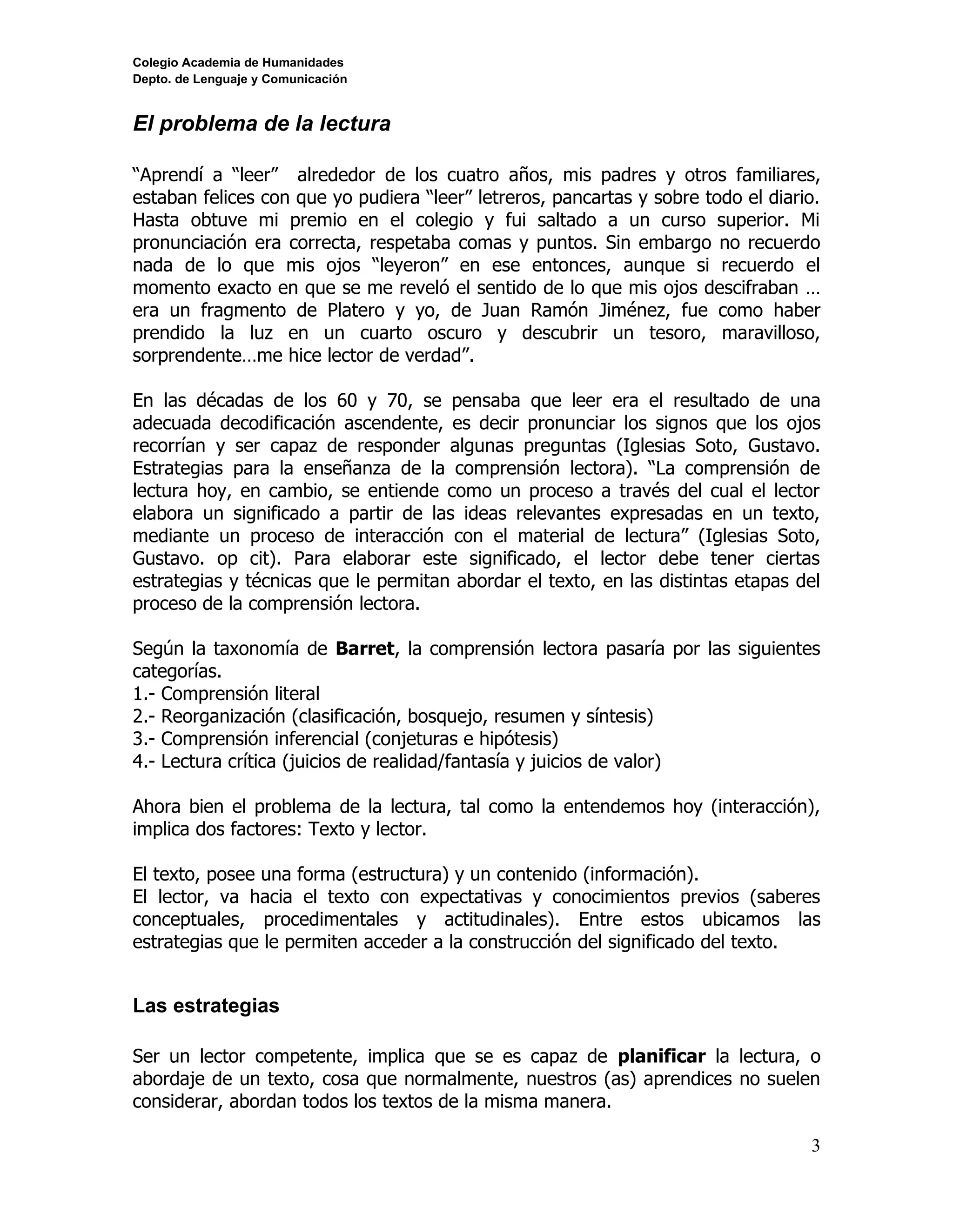 La comprensión de lectura en el aula una tarea de toda la comunidad ...