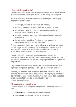 La comunicación y sus características | DOCX