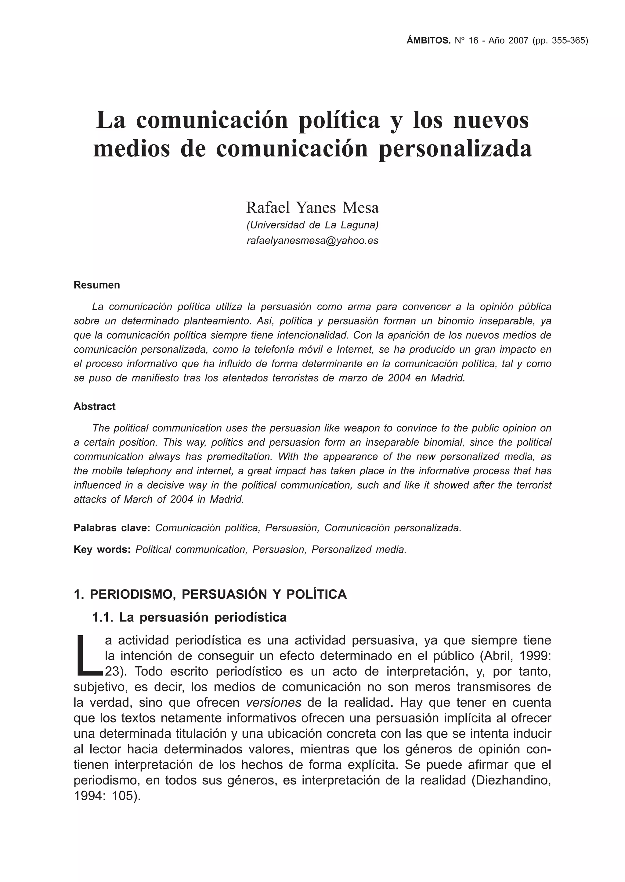 La comunicacion politica y los nuevos medios de comunicación ...