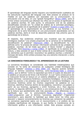 La conciencia fonologica como una zona de desarrollo proximo para el ...