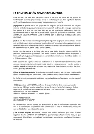 La Confirmación como sacramento - Ana Guijarro Hernández. | PDF