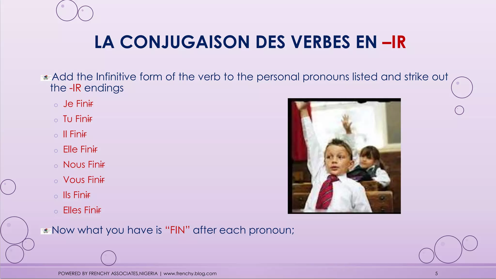 LA CONJUGAISON DES VERBES EN IR PAR GANIAT SODEKE | PPTX