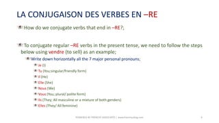 LA CONJUGAISON DES VERBES EN -RE PAR GANIAT SODEKE | PPT